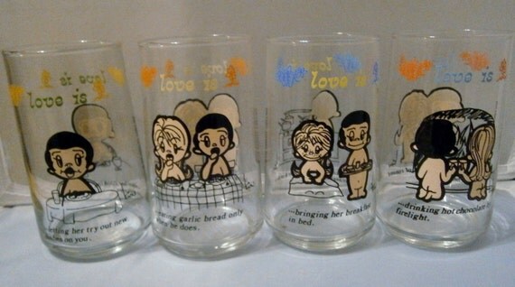 Kim Love Is Collectible Cartoon Glasses 10 Ounce