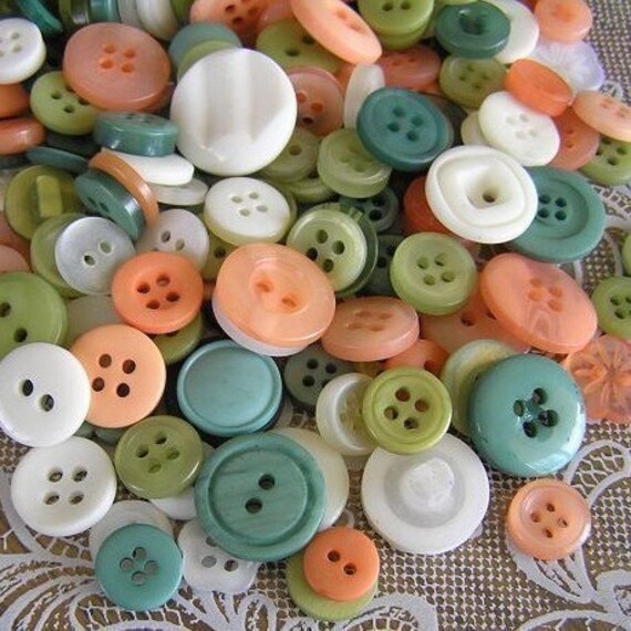 100 Peach Orchard Small to Medium sized Button Mix Buttons
