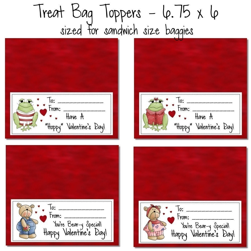 TEN Printable Valentine Treat Bag Toppers 6.75x6 in PDF