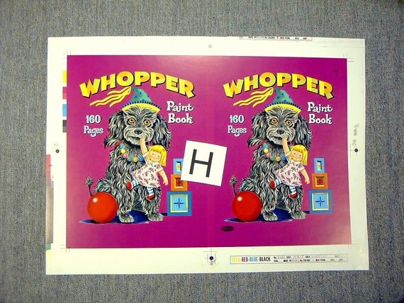VINTAGE 1960s DOG WHOPPER Paint Book Publisher'S Proof