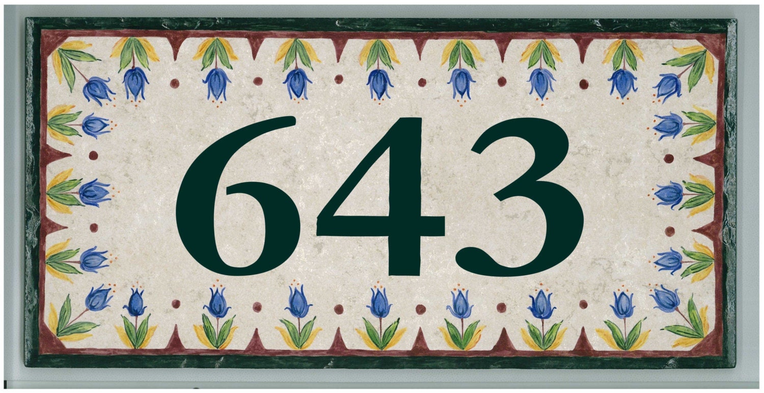Custom Hand Painted House Number Tile