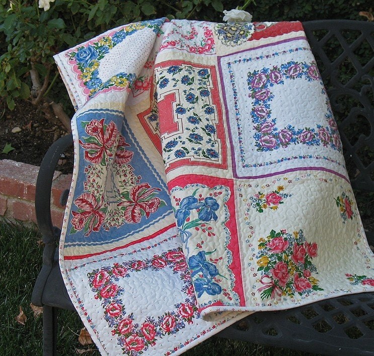 Very Vintage Handkerchief Quilt-FOR SALE NOW