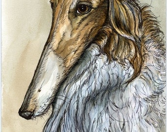 A Little in Trouble Lurcher Hound Dog Art Print by AlmostAnAngel66