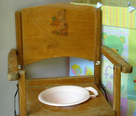 VINTAGE Child's Wooden Potty Chair by Thayer Tops for Tots