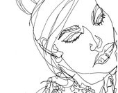 Items similar to Art Pen and Ink Drawing Woman Sleeping Dreaming PRINT ...