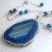 Striped Blue Agate Necklace Cerulean Semi Precious by cindylouwho2