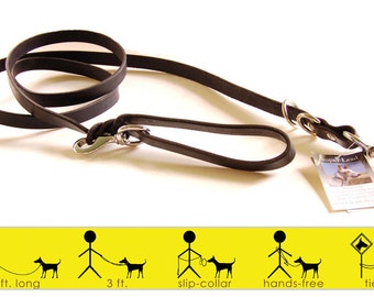 8x8 Lead in TAN 8 ft. L-O-N-G 8-Way versatile leather dog