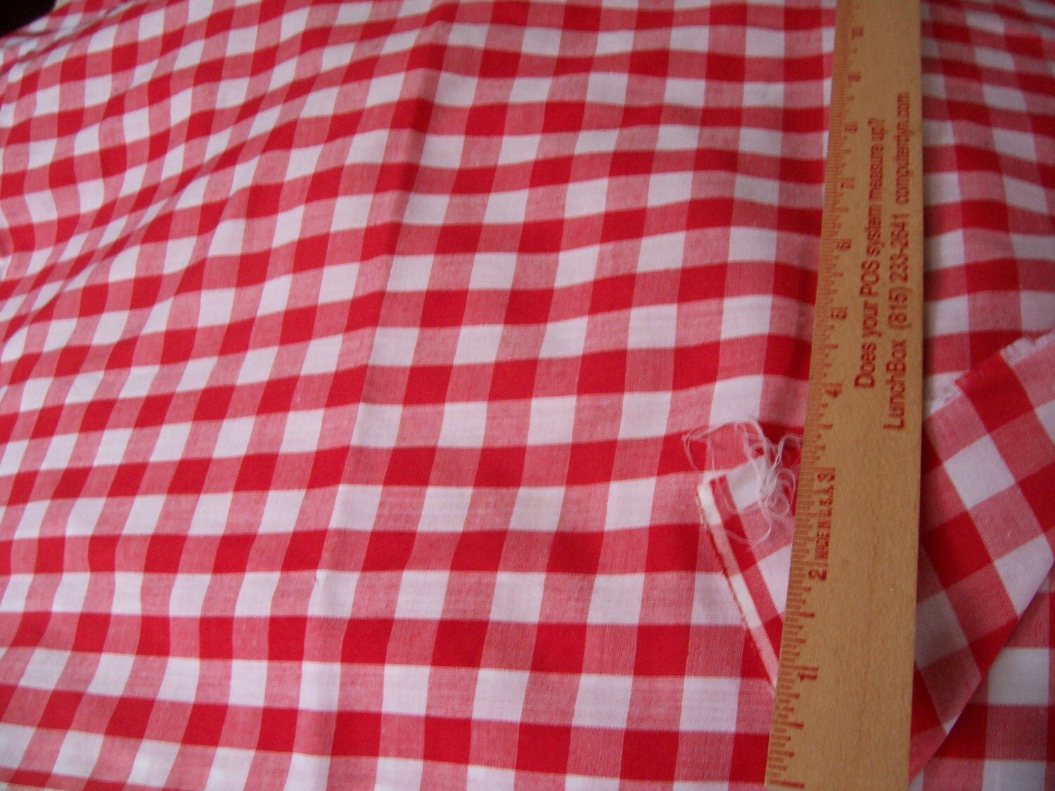 Red and white Checkered Fabric 1 yard x 45 width