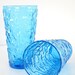 Retro Dishes Glassware Bumpy Blue Vintage Drinking Glasses