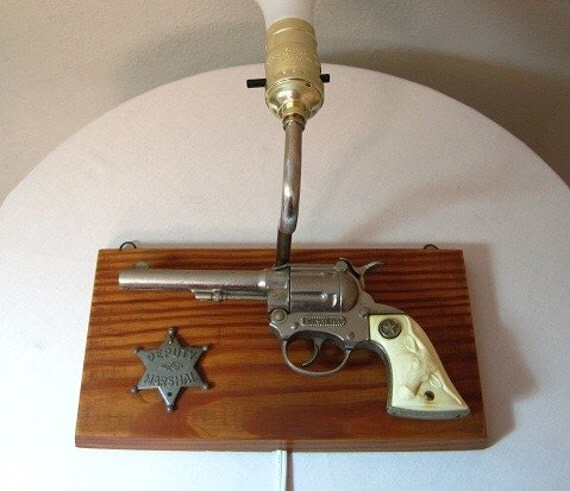 Vintage WESTERN Toy Cap Gun LAMP LIGHTING by CollectingVintage
