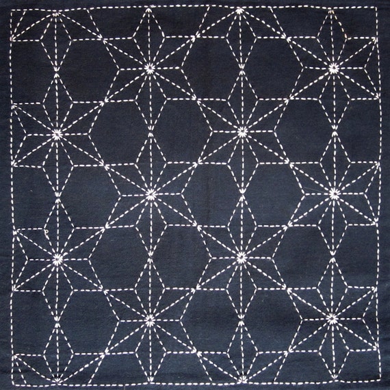 Japanese sashiko fabric Tobi Asanoha Scattered by kallistiquilts