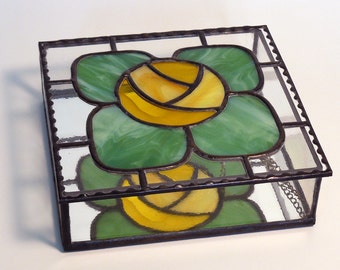 Tan Stained Glass Mirrored Planter by colorandlight on Etsy