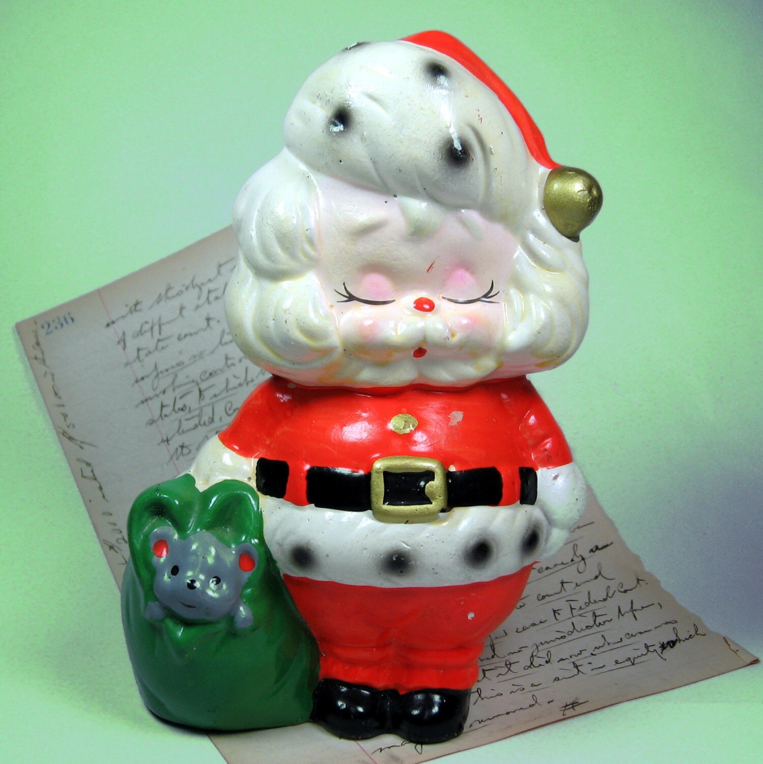 Vintage Its the Berries Santa Bank with mouse