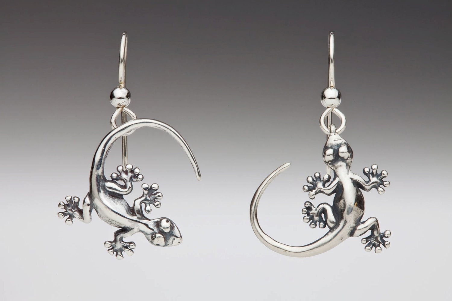 Gecko Earrings Silver Gecko Jewelry Lizard Earrings Lizard