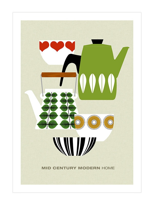 Mid Century Modern poster print retro Scandinavian