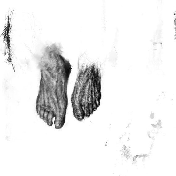 Items similar to The washing of the feet - drawing, limited edition on Etsy