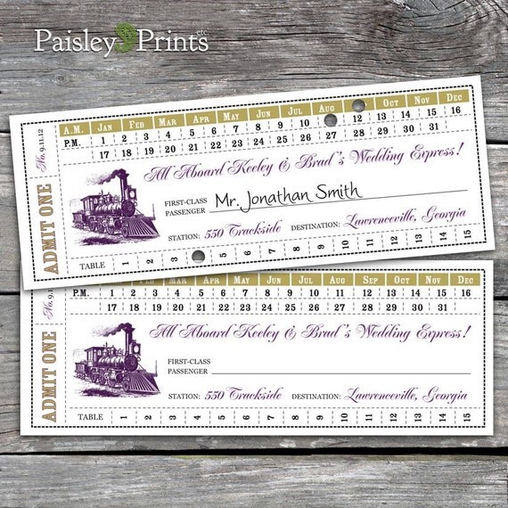 Vintage Punch Card Train Ticket Escort Cards. Option to Print.