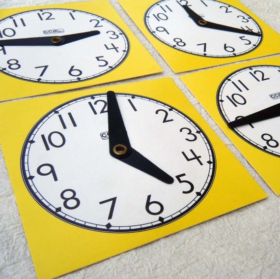Clock Faces With Movable Hands Vintage MIxed Media