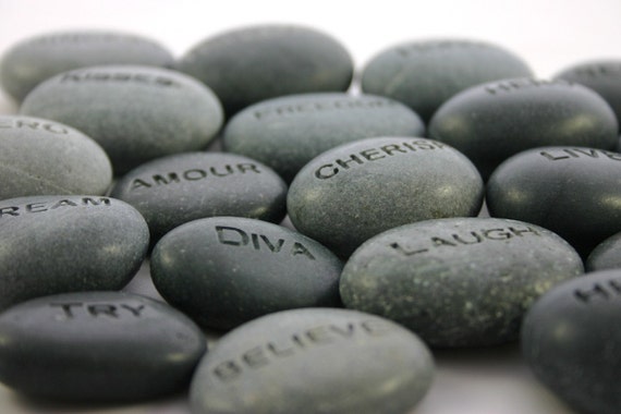 Custom Engraved Stone Worry Stone 2 Sided by MonkeysJewels on Etsy