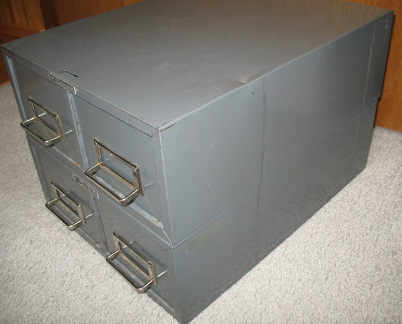 Vintage Steelmaster Metal File Cabinet Stacking 2 Drawer Gray