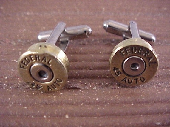 Bullet Cuff Links Federal 45 Auto Brass Shell
