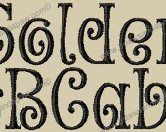 Golden Alphabet Embroidery Font in 3 Sizes