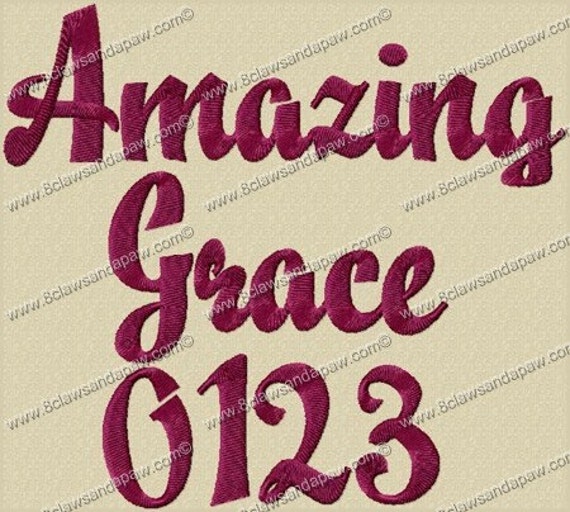 Amazing Grace Embroidery Fonts 3 Sizes