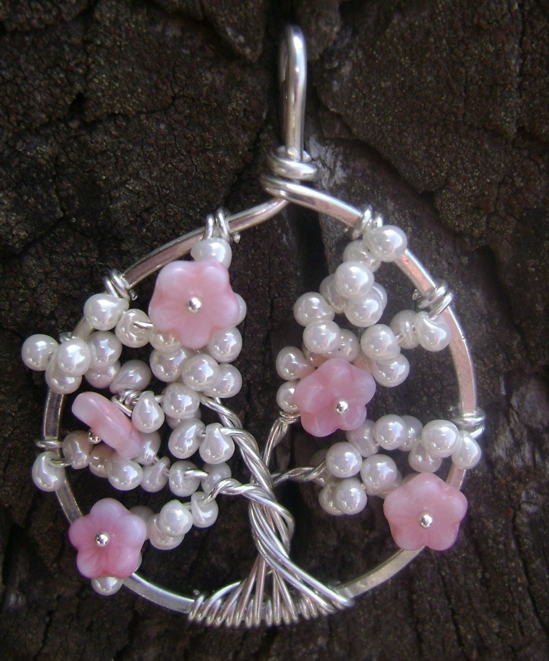 Cherry Blossom Tree Sterling Pendant Made to Order
