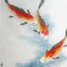 Koi Fish Original Large Framed Chinese Brush Painting 28x38