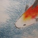 Koi Fish Original Large Framed Chinese Brush Painting 28x38