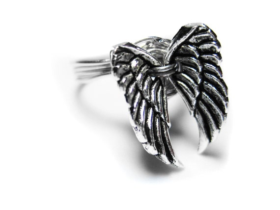 Items similar to Angel Wing Ring. Silver Wire Wrapped Ring on Etsy