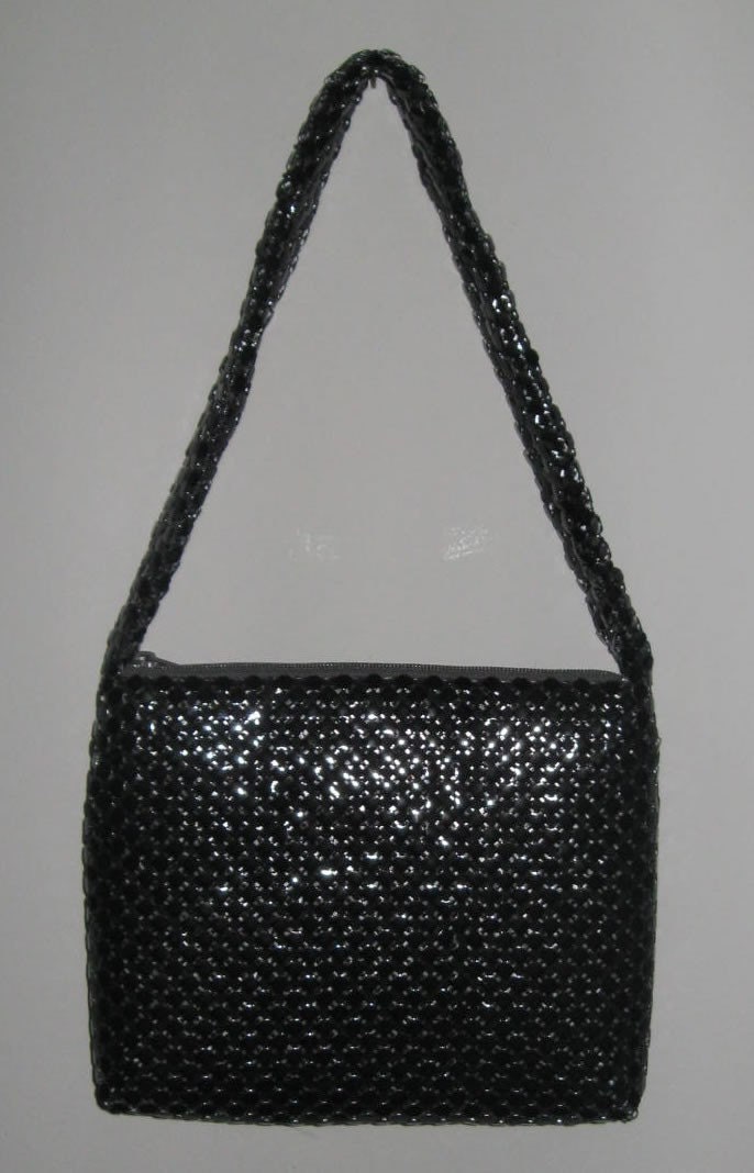 Vintage chain mail chain link shoulder bag black disco bling – Haute Juice