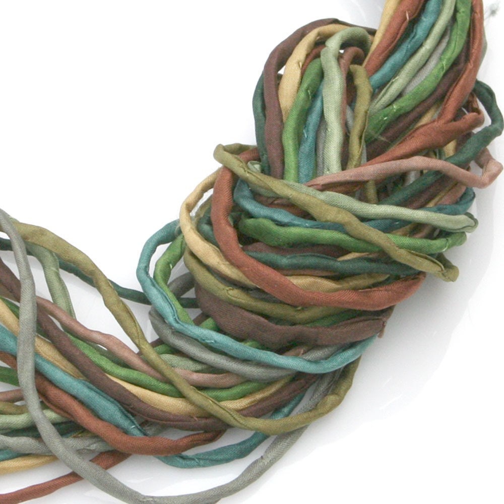Silk Strings for Jewelry Making 10 ea 2mm Silk Cord Greens
