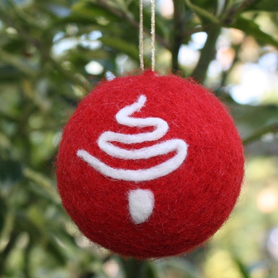 Needle Felted Christmas Ornament with Tree Detail EtsyGifts