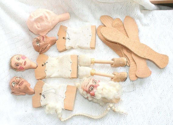 Vintage Marionette Puppet Parts Pieces Craft Making Creepy