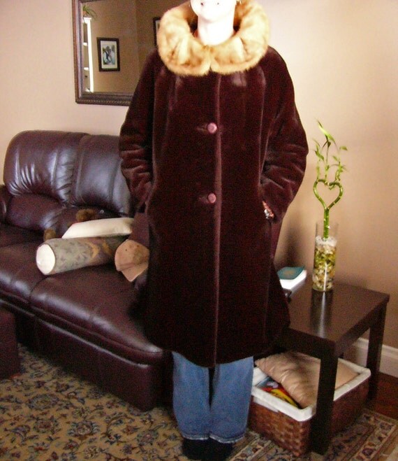 Items similar to Vintage 50s - 60s Borglaska Faux Fur and Mink Coat on Etsy