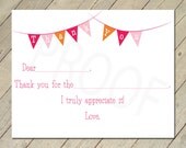 Items similar to Printable Thank You Cards - PINK - Fill in the Blank ...