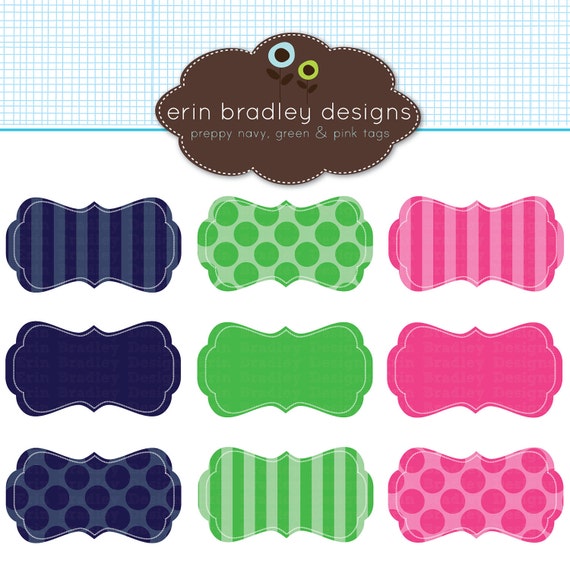 Preppy Frames Clipart Clip Art Personal and by ErinBradleyDesigns