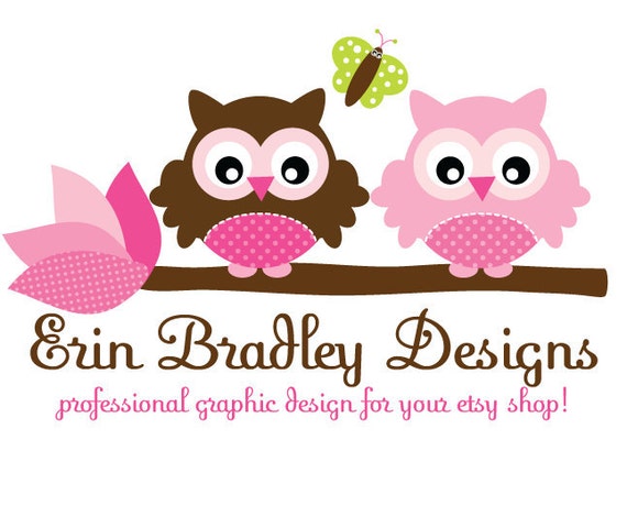 Premade Owl Logo and Watermark for by ErinBradleyDesigns on Etsy