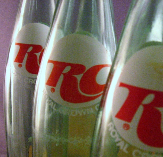 Items similar to Vintage glass, Green Glass, RC Cola Bottles, set of ...