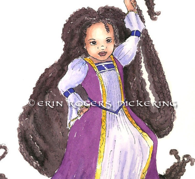 African American Rapunzel with Twists modern fairy by eringopaint