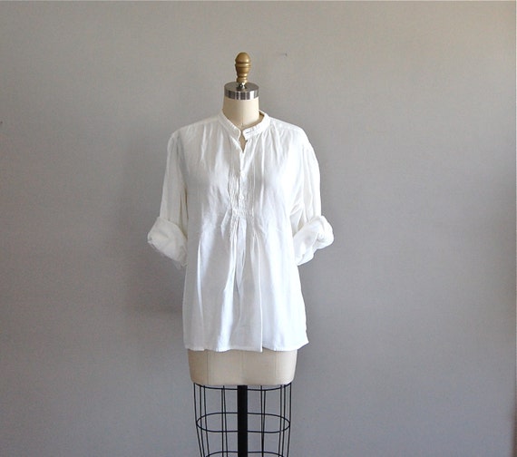 vintage PINTUCKED white muslin tunic