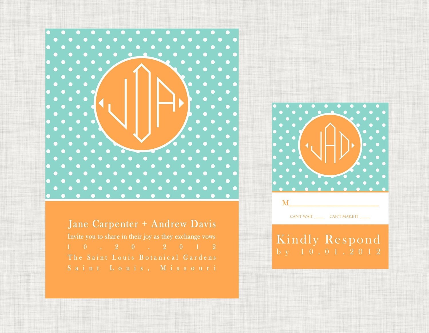 Polka Dot Printable Wedding Invitation – OnePaperHeart – Stationary ...