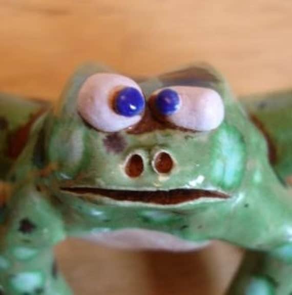 Cross-Eyed Frowning Frog Handmade by Rene'