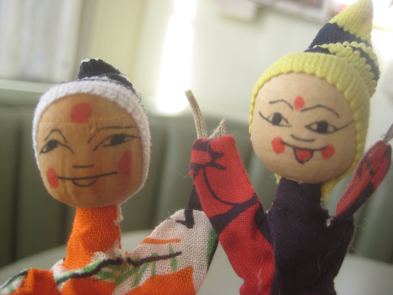 Vintage Puppets Push Up Cone Puppets Cloth Puppets in Paper