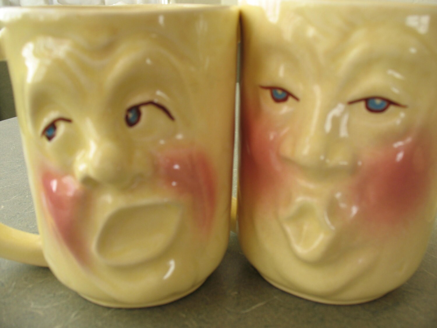 Vintage Face Mugs Funny Anthropomorphic Ceramic Cups Nagy