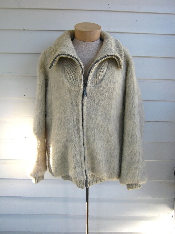 Vintage fuzzy wool eskimo sweater coat