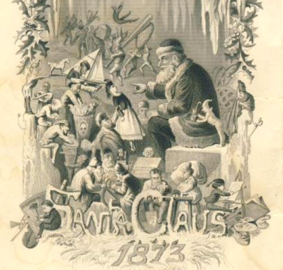 Antique Santa Claus Godey Engraving Christmas 1873 by boomerville