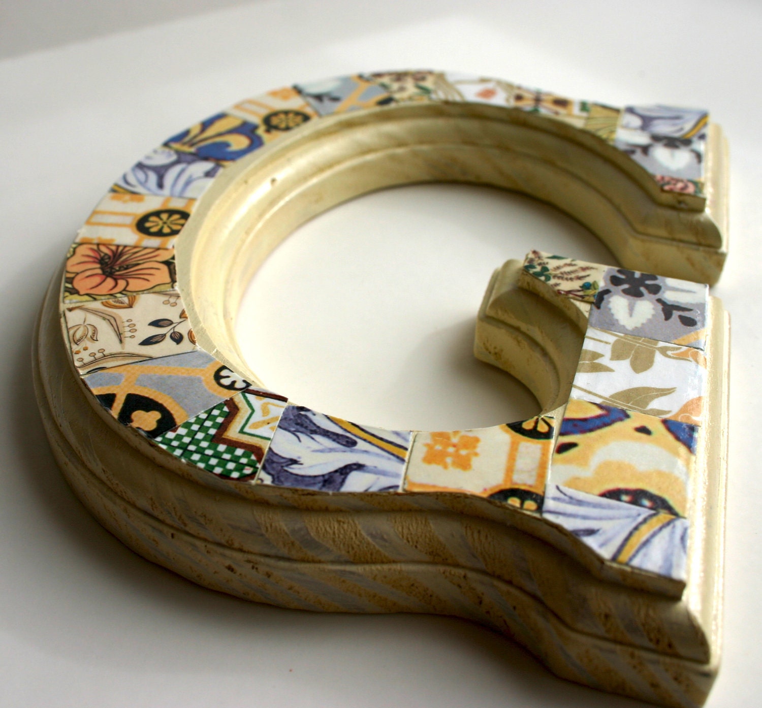 Hand decorated 'G' wood letter 6.5 Home decor