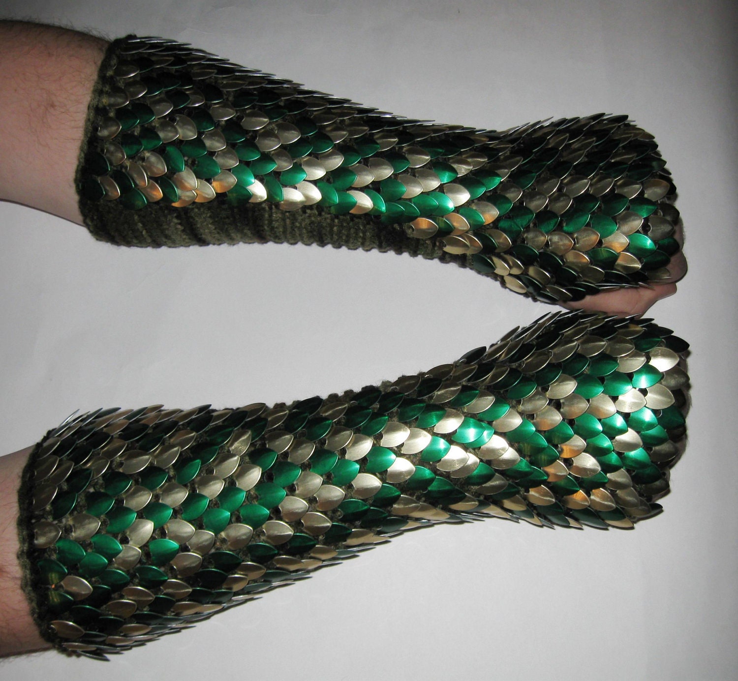 Scale Maille Armor Dragonhide Knitted Gauntlets Forest Elf